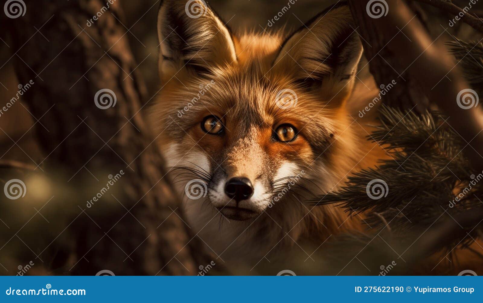 Red Fox Staring, Alert in Winter Forest Generated by AI Stock ...