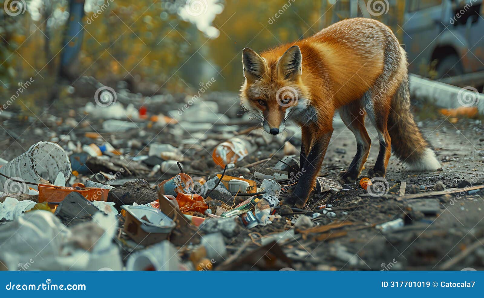 Red Fox Studies Plastic Bottles and Other Garbage in Landfill ...