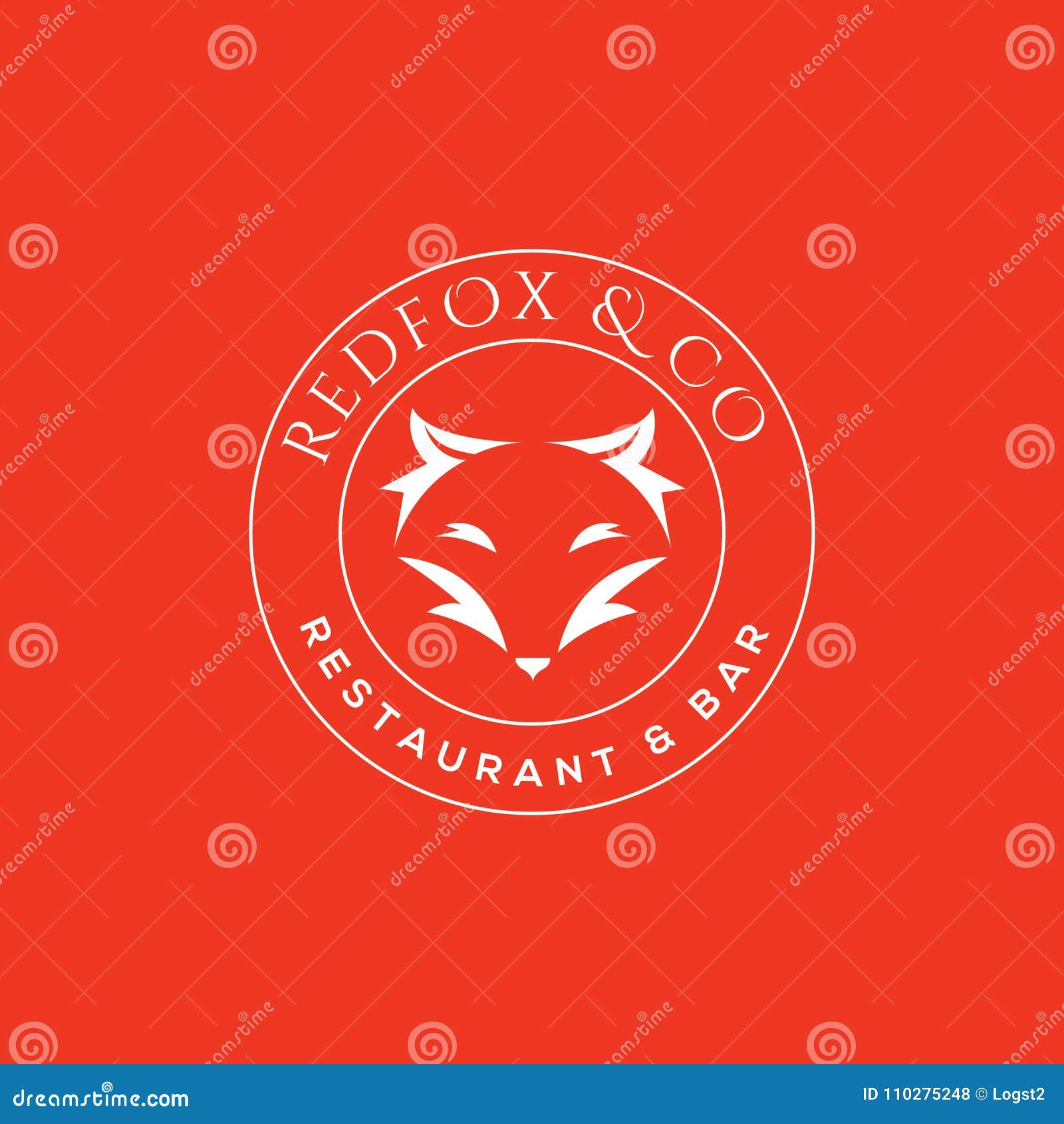 Red fox vector logo stock vector. Illustration of retro - 110275248
