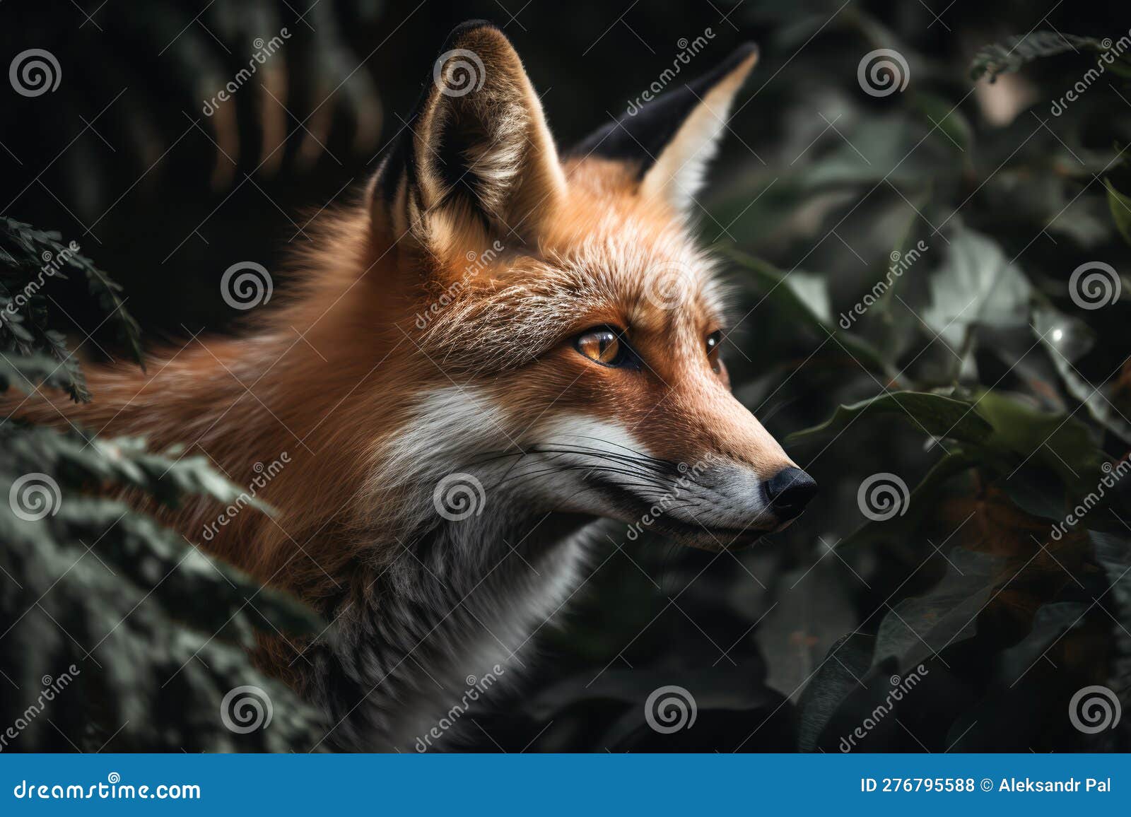 Red Fox - Vulpes, in Dense Forest. Close-up. Ai Generative Stock Photo ...