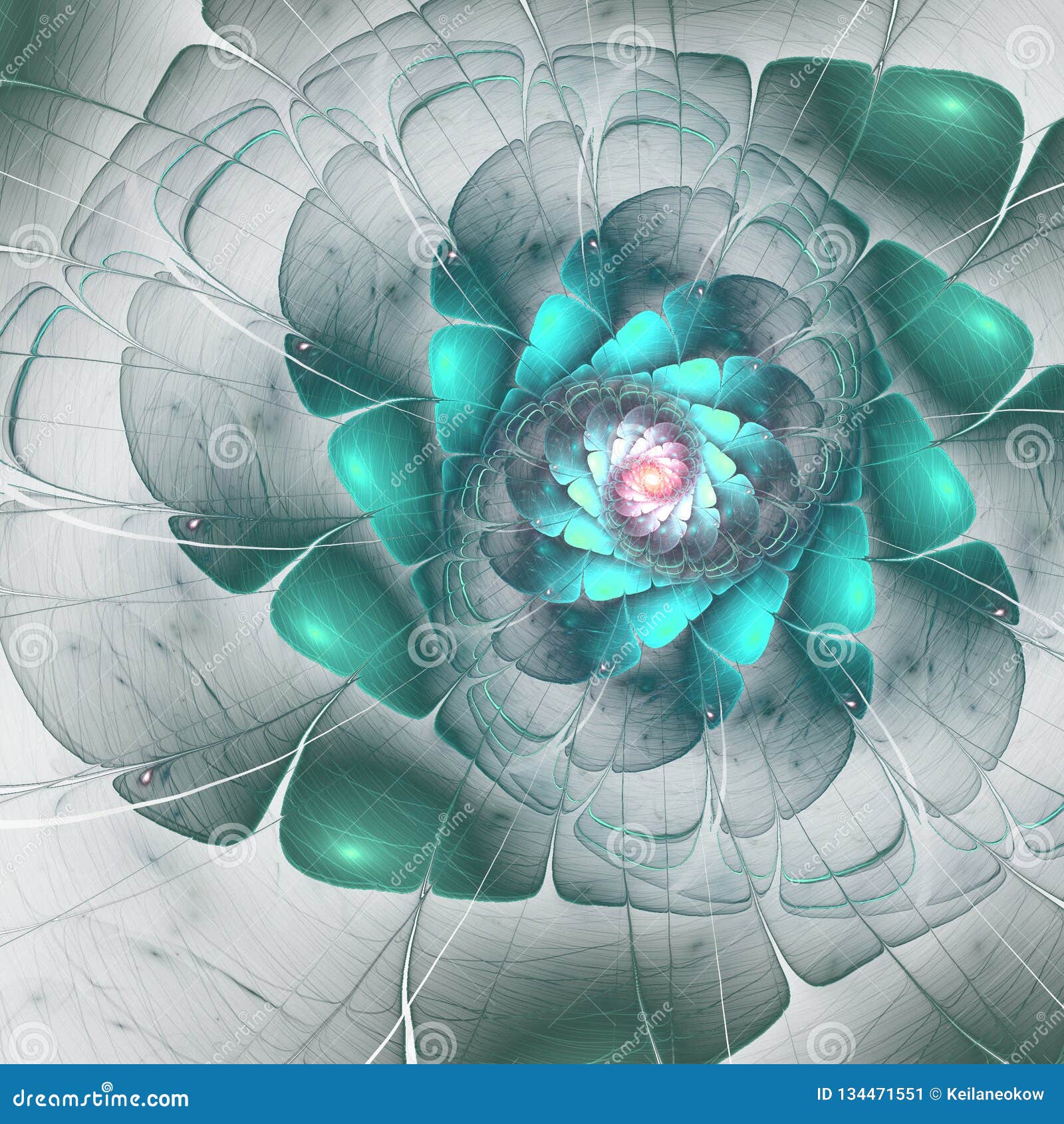 Green And Blue Fractal Flower Stock Illustration Illustration Of