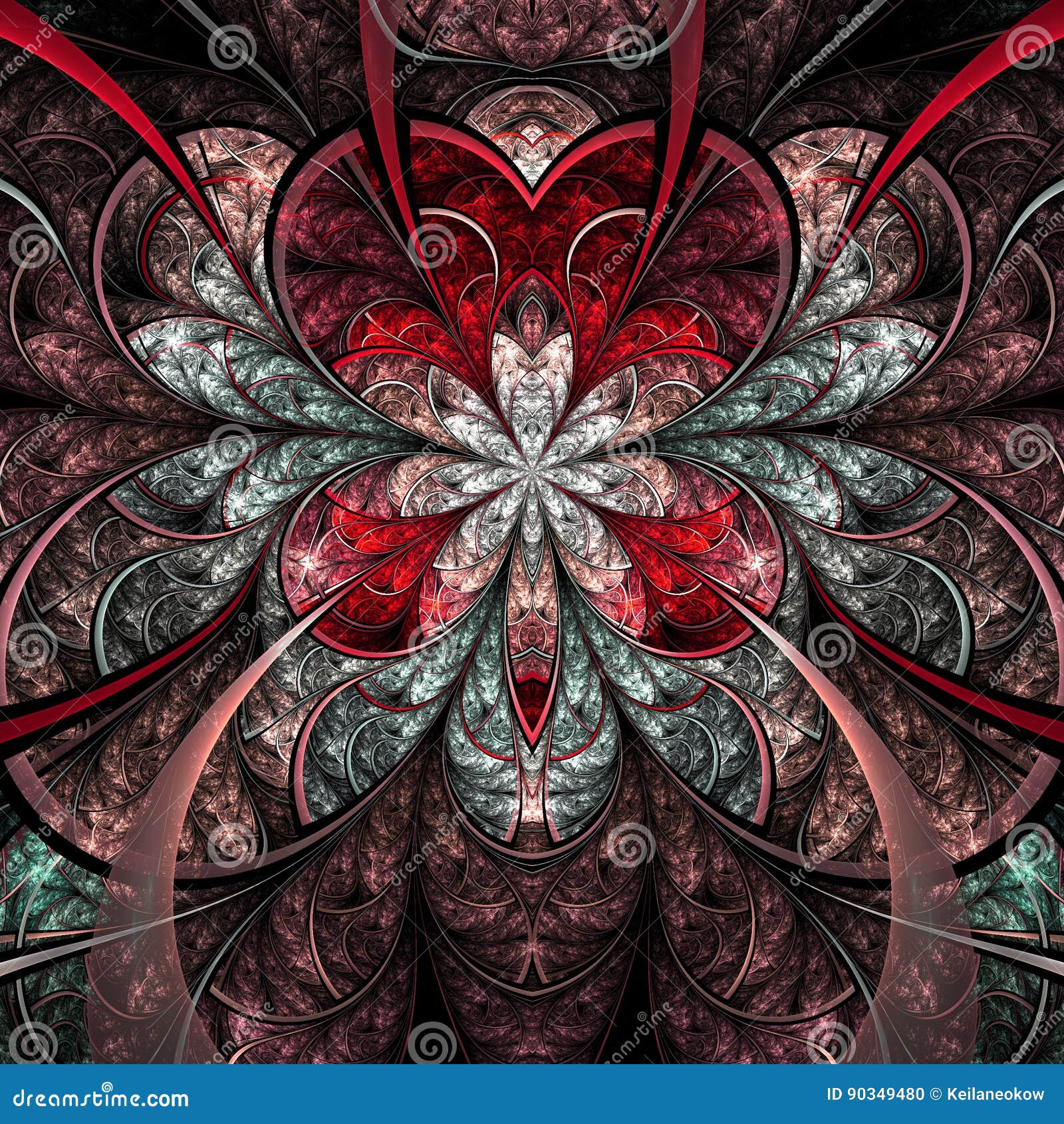 Red fractal flower stock illustration. Illustration of feathery - 90349480