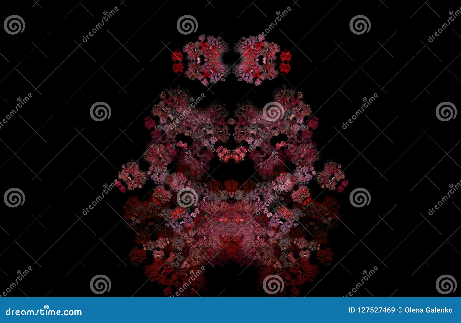 Red Fractal Pattern on Balck Background. Fantasy Fractal Texture ...