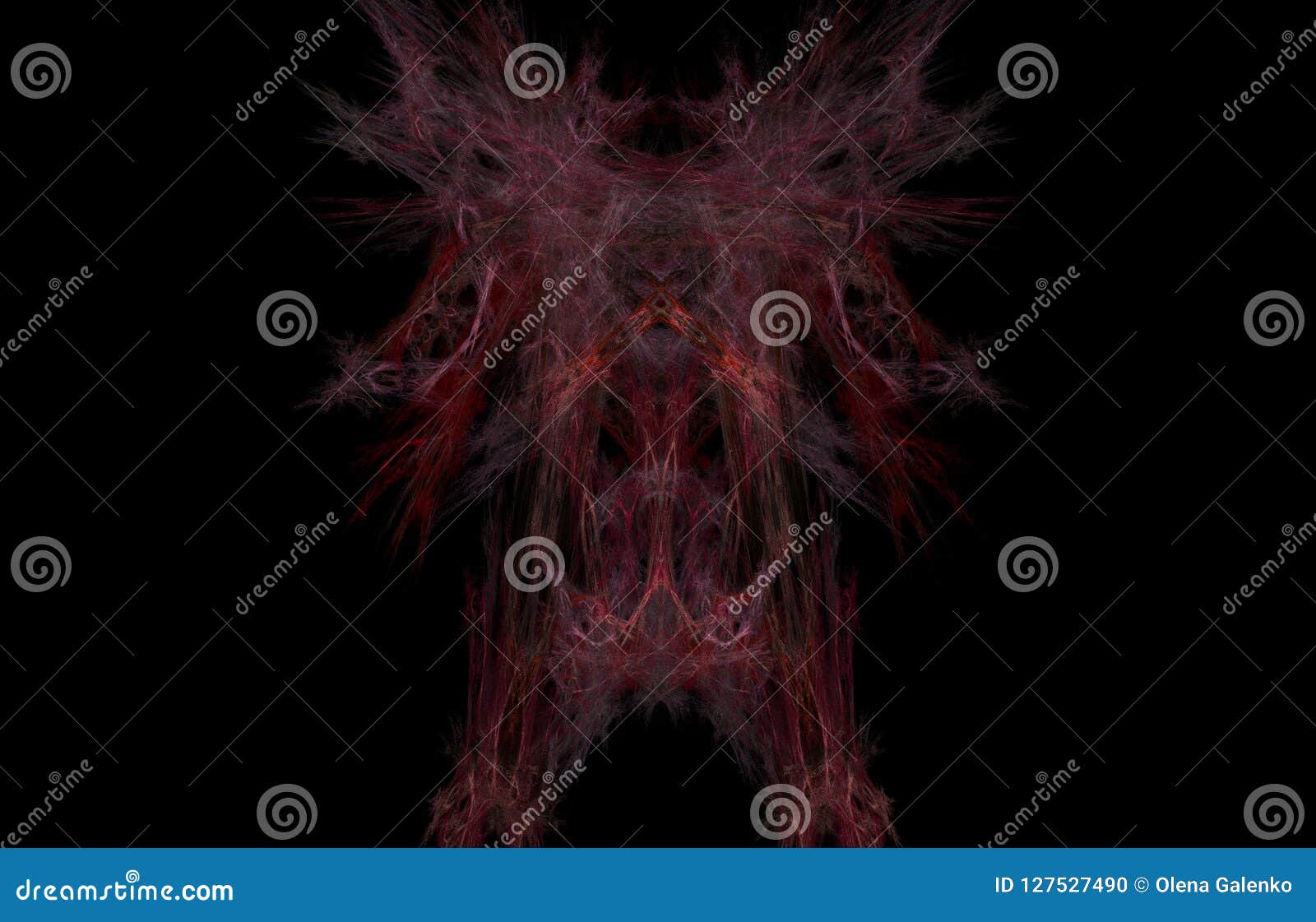 Red Fractal Pattern on Balck Background. Fantasy Fractal Texture ...