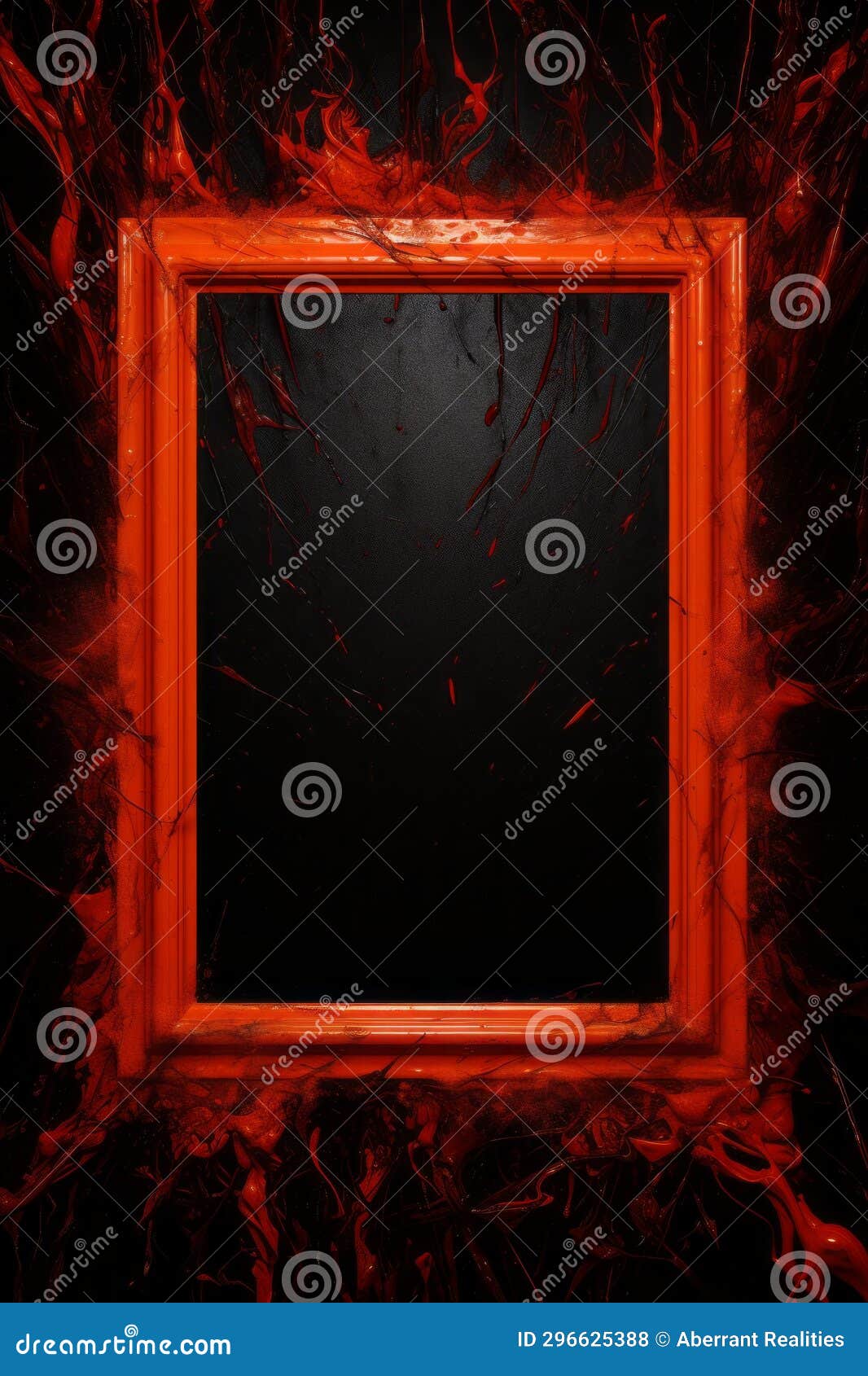A Red Frame on a Black Background with Splashes of Red Paint Stock Illustration - Illustration ...