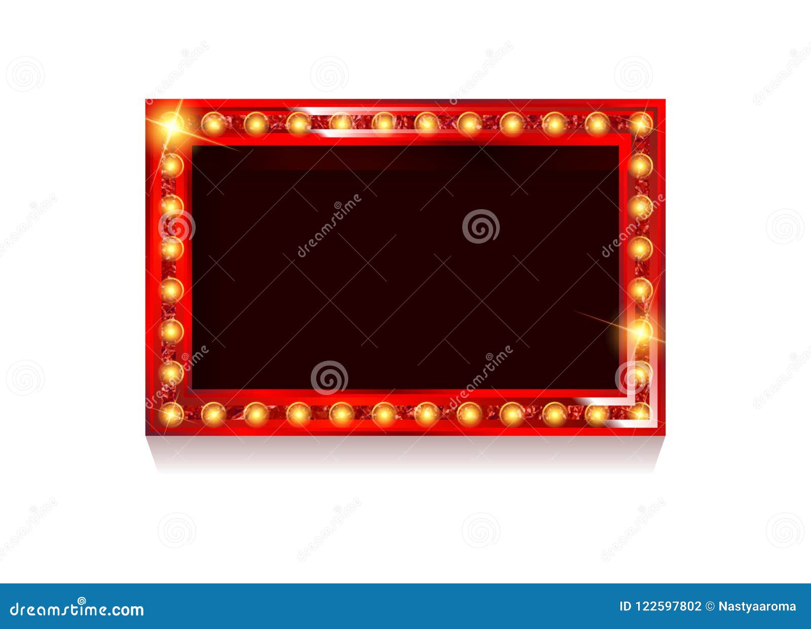 Red frame with light bulbs stock illustration. Illustration of glowing ...