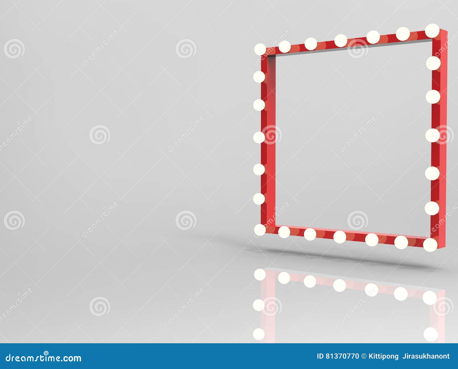Red Frame with Light Bulbs Surround Stock Illustration - Illustration ...