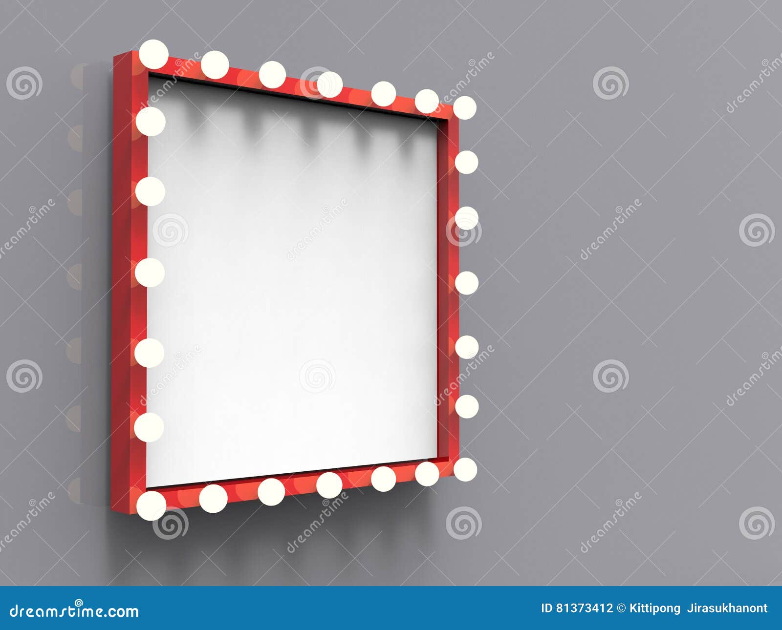 Red Frame with Light Bulbs Surround Stock Photo - Image of frame ...