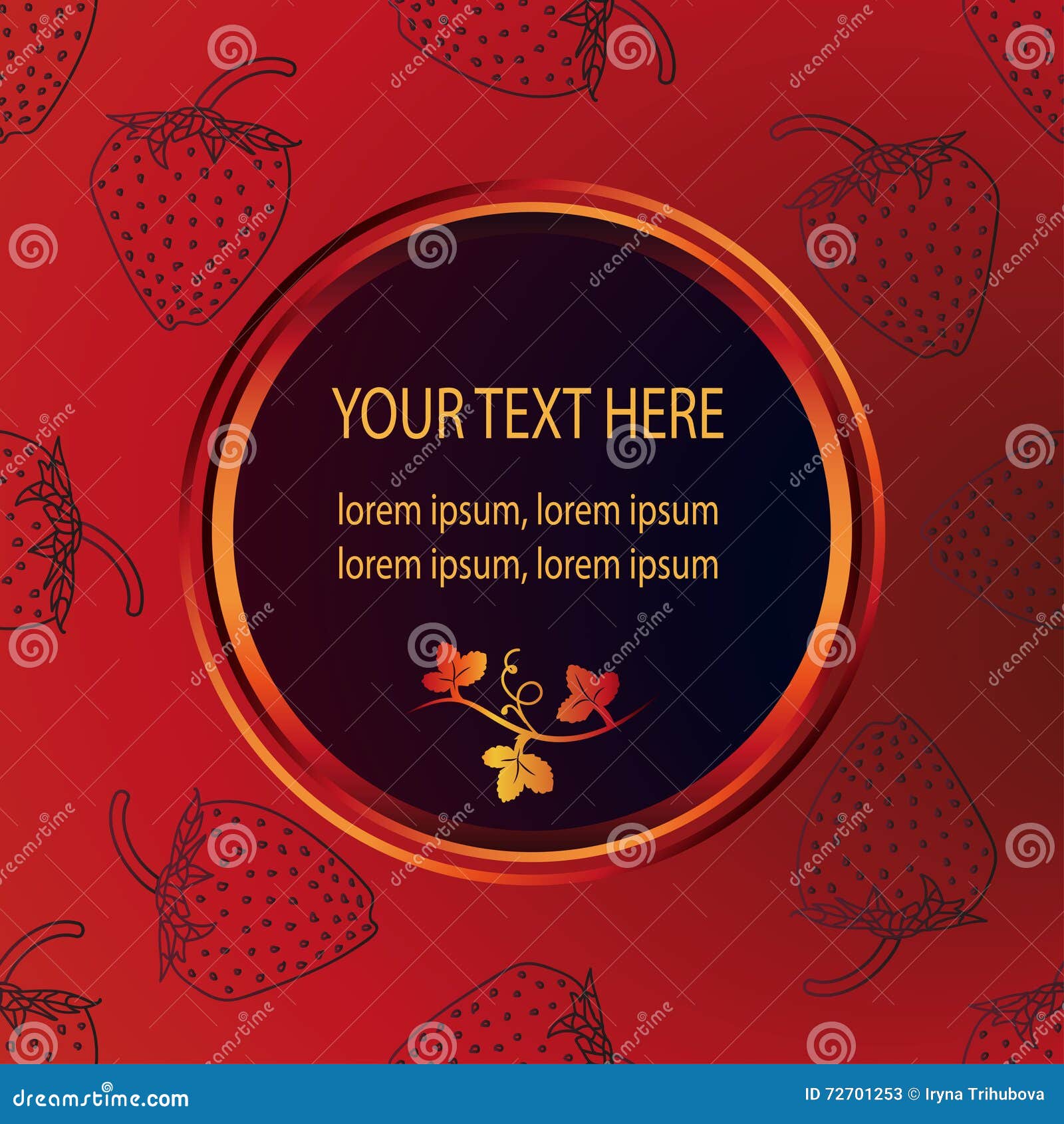 Red frame with strawberry stock vector. Illustration of design - 72701253