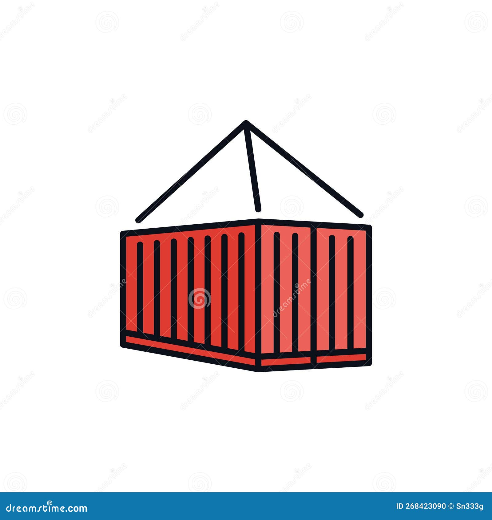 Red Freight Container Vector Intermodal Cargo Concept Colored Icon ...