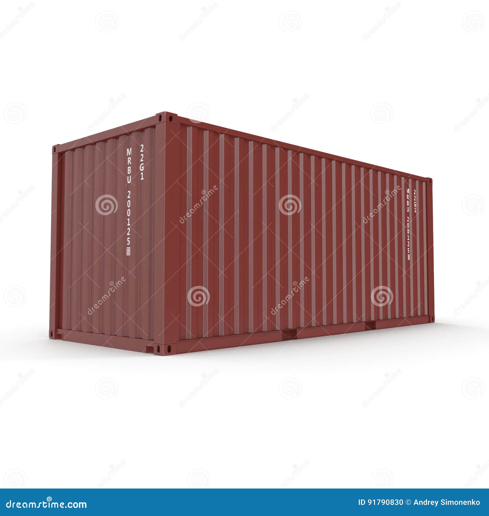 Red Freight Shipping Container Isolated on White. 3D Illustration Stock ...