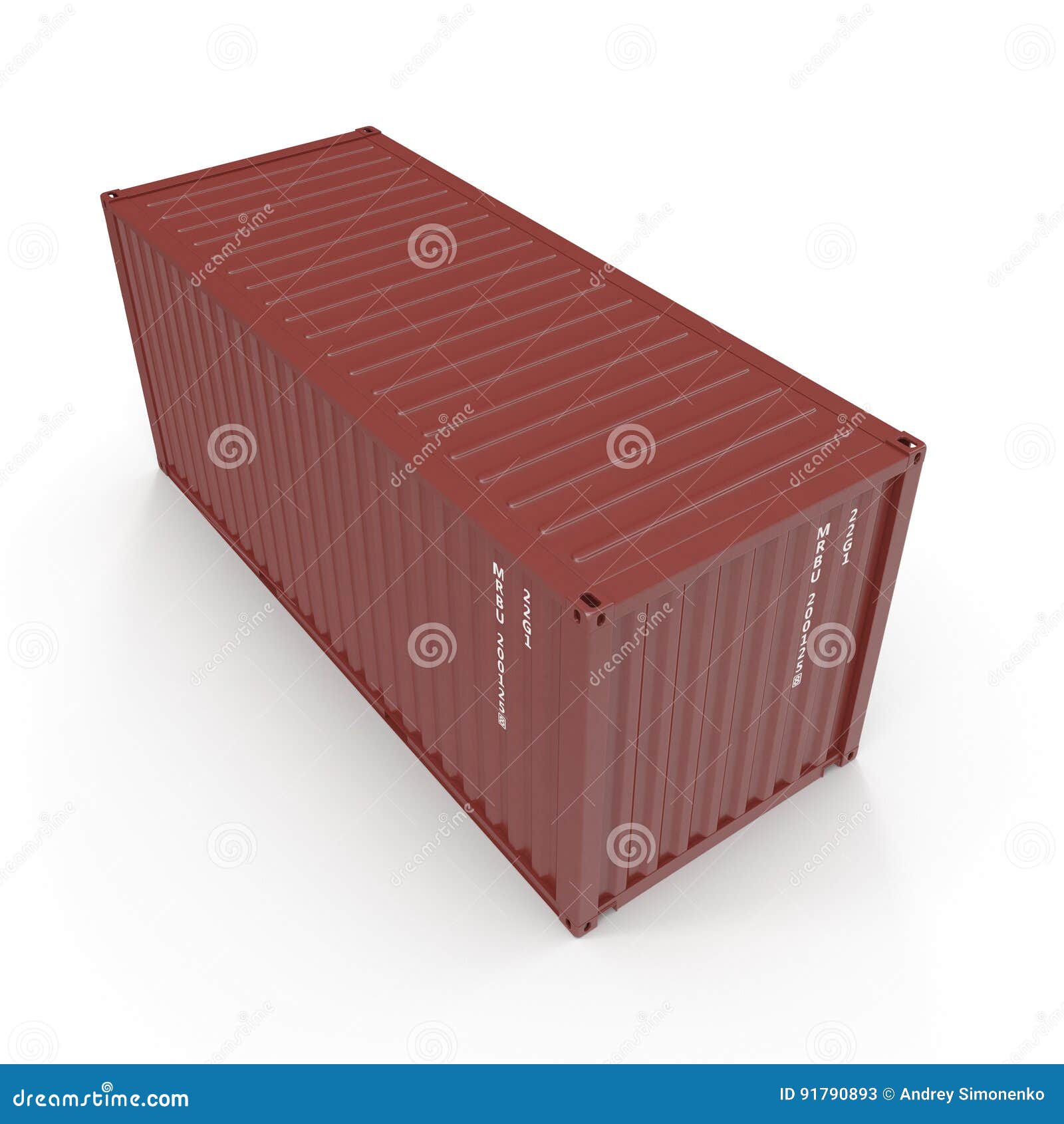 Red Freight Shipping Container Isolated on White. 3D Illustration Stock ...