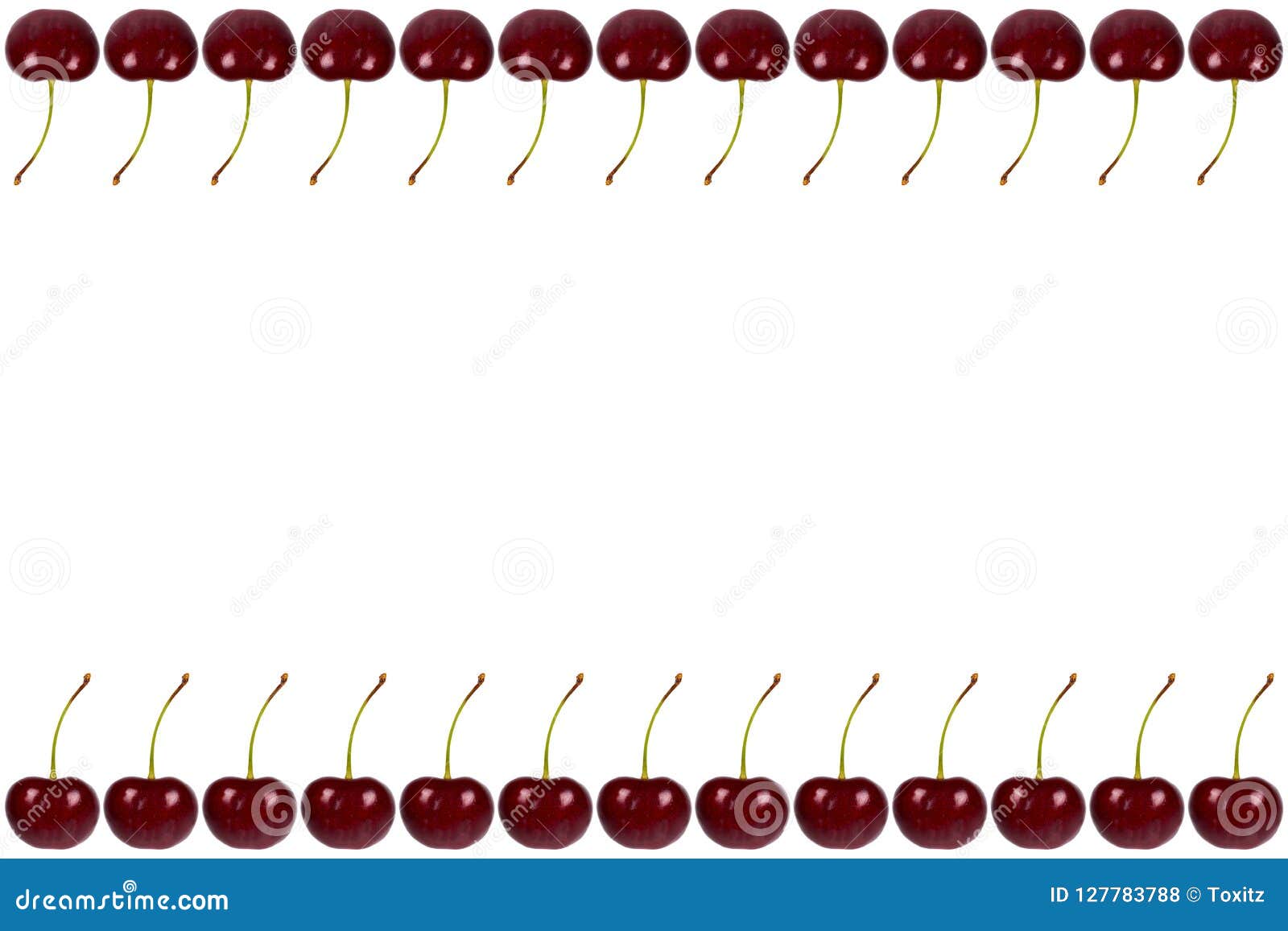 Red Fresh Cherry Fruit Background, Frame and Border, Empty Space Stock ...