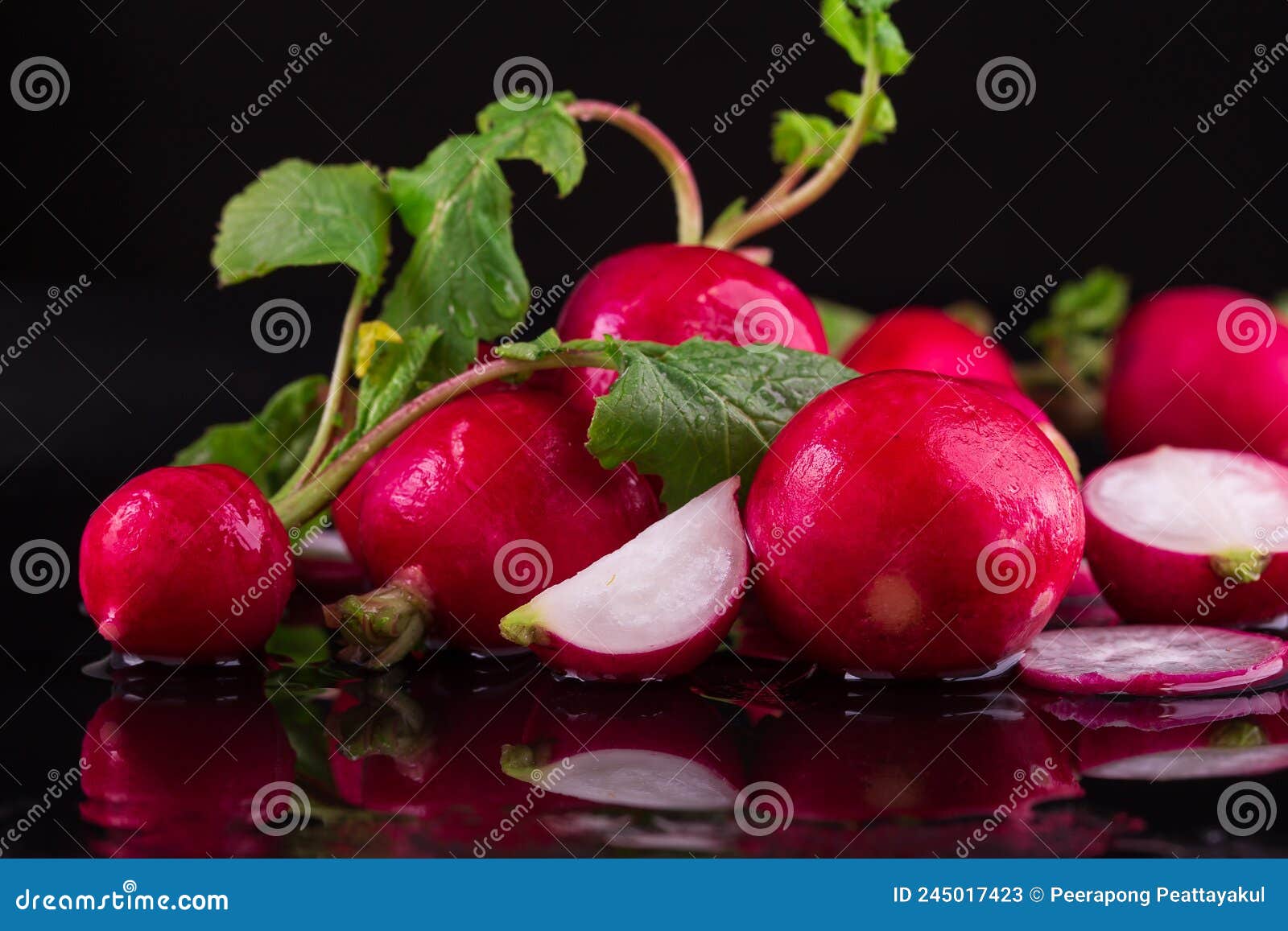 Red fresh radish on wooden stock image. Image of heap - 245017423