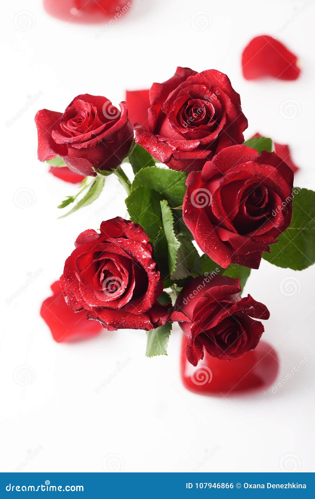 Red Fresh Roses on the White Table Stock Photo - Image of romantic ...