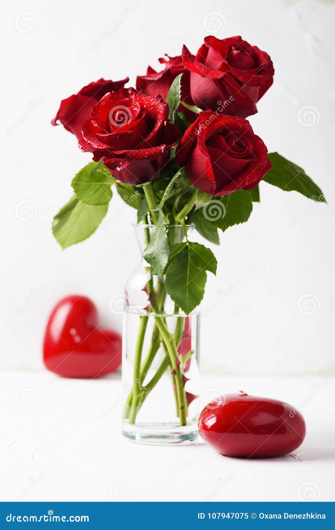 Red Fresh Roses on the White Table Stock Image - Image of floral ...