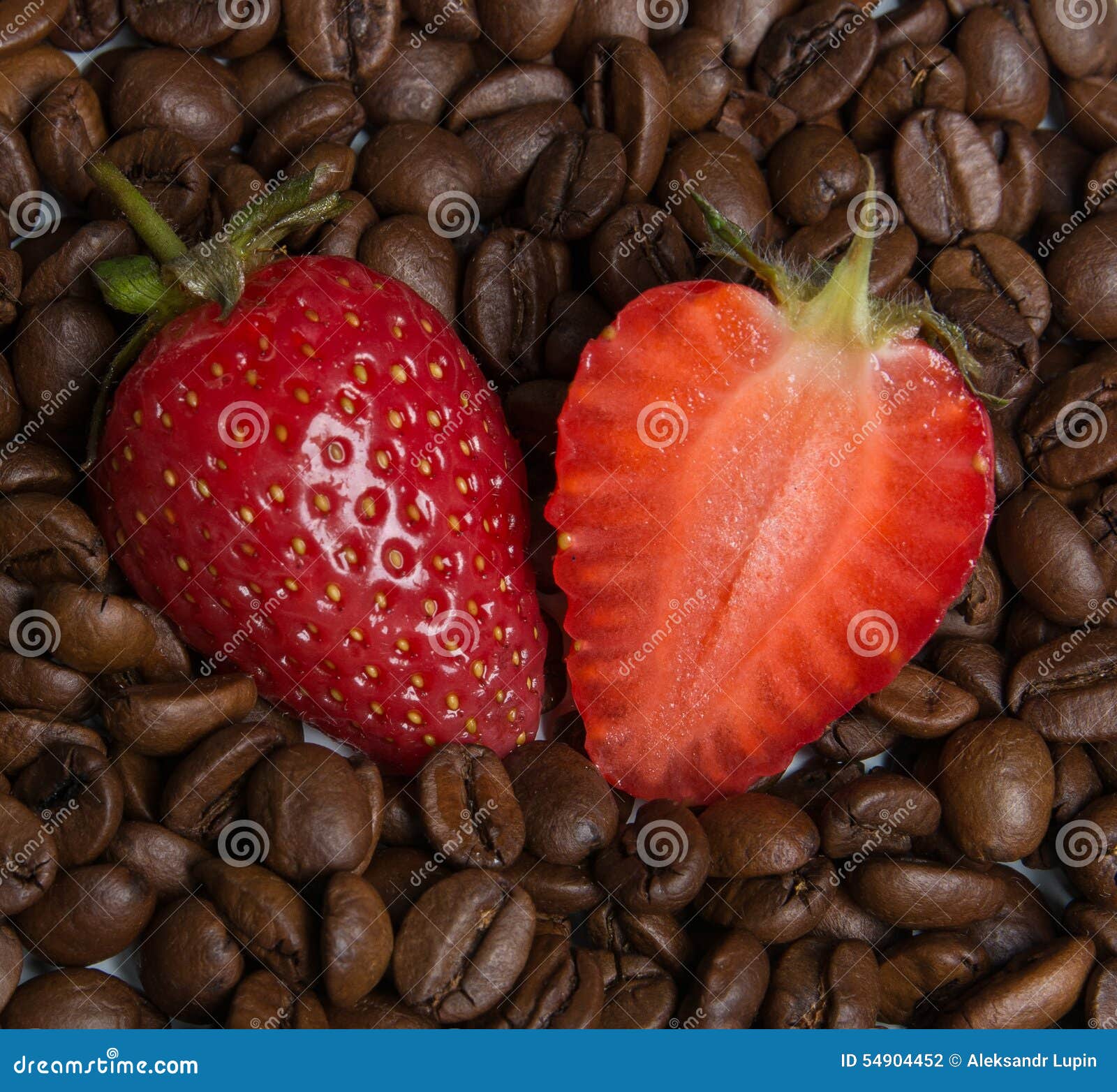Red Fresh Strawberry in Coffee Beans Stock Photo - Image of natural ...