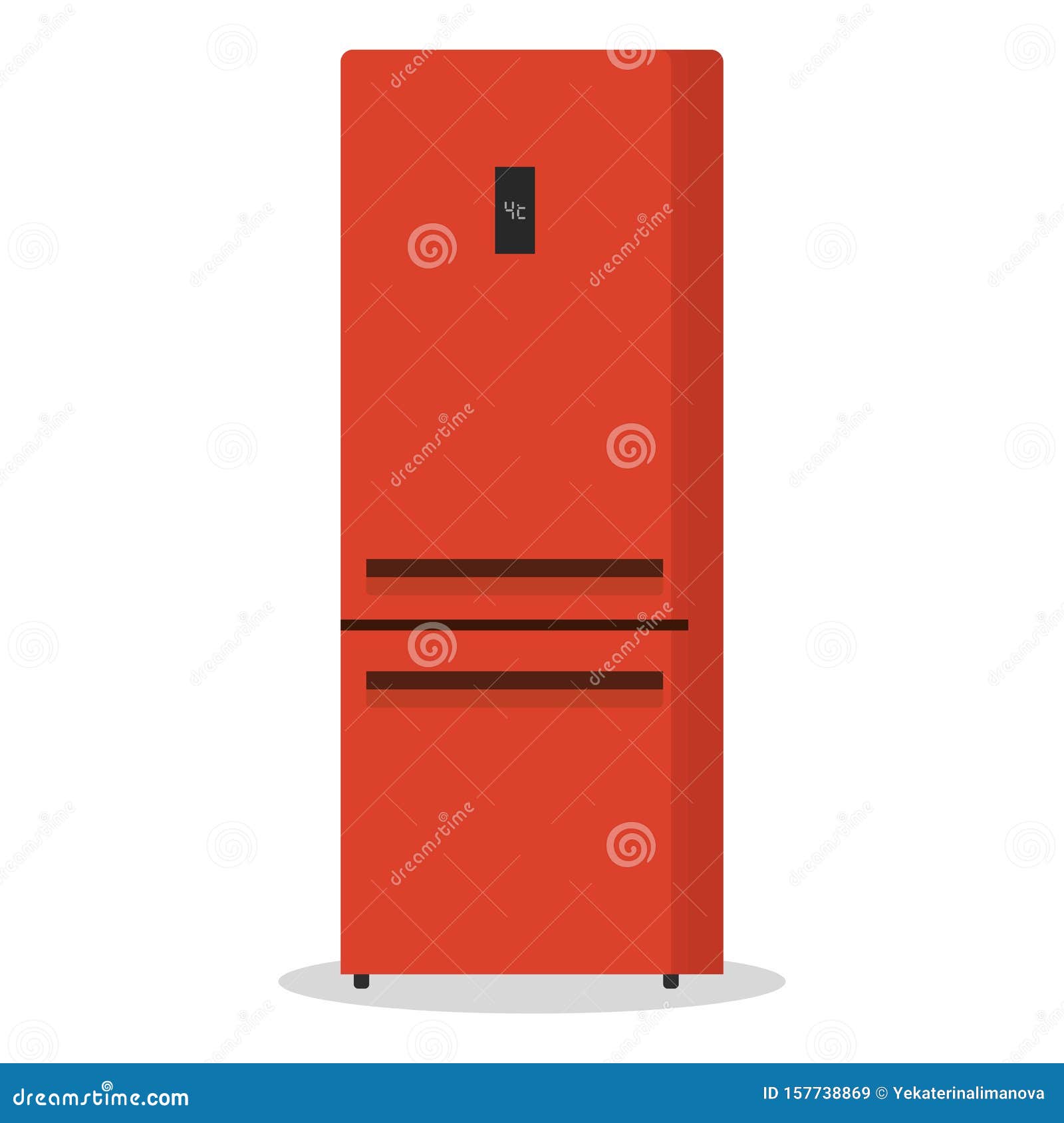 Red fridge stock vector. Illustration of freezer, interior - 157738869