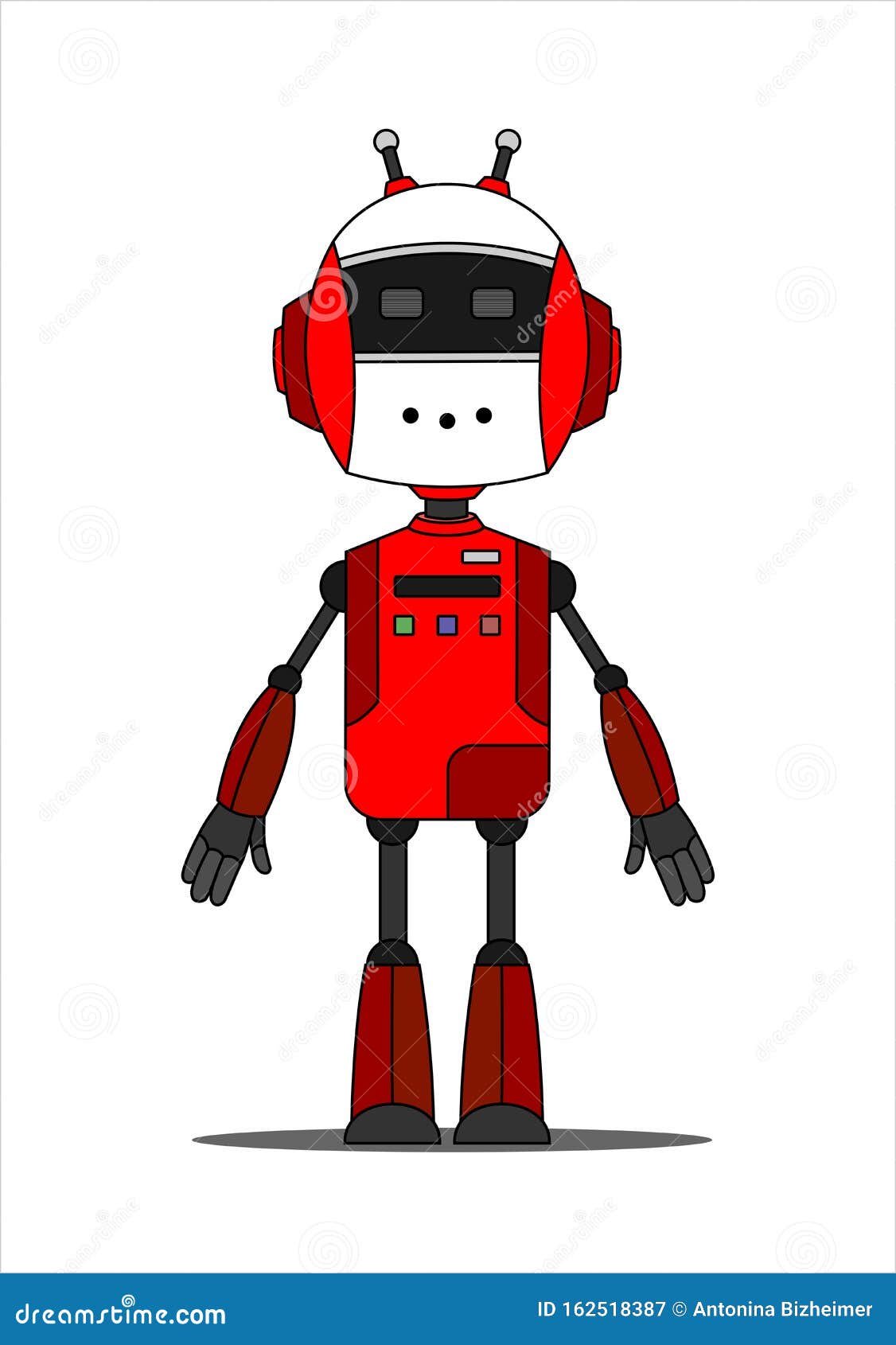 Red Friendly Android Robot Character Stock Vector - Illustration of ...