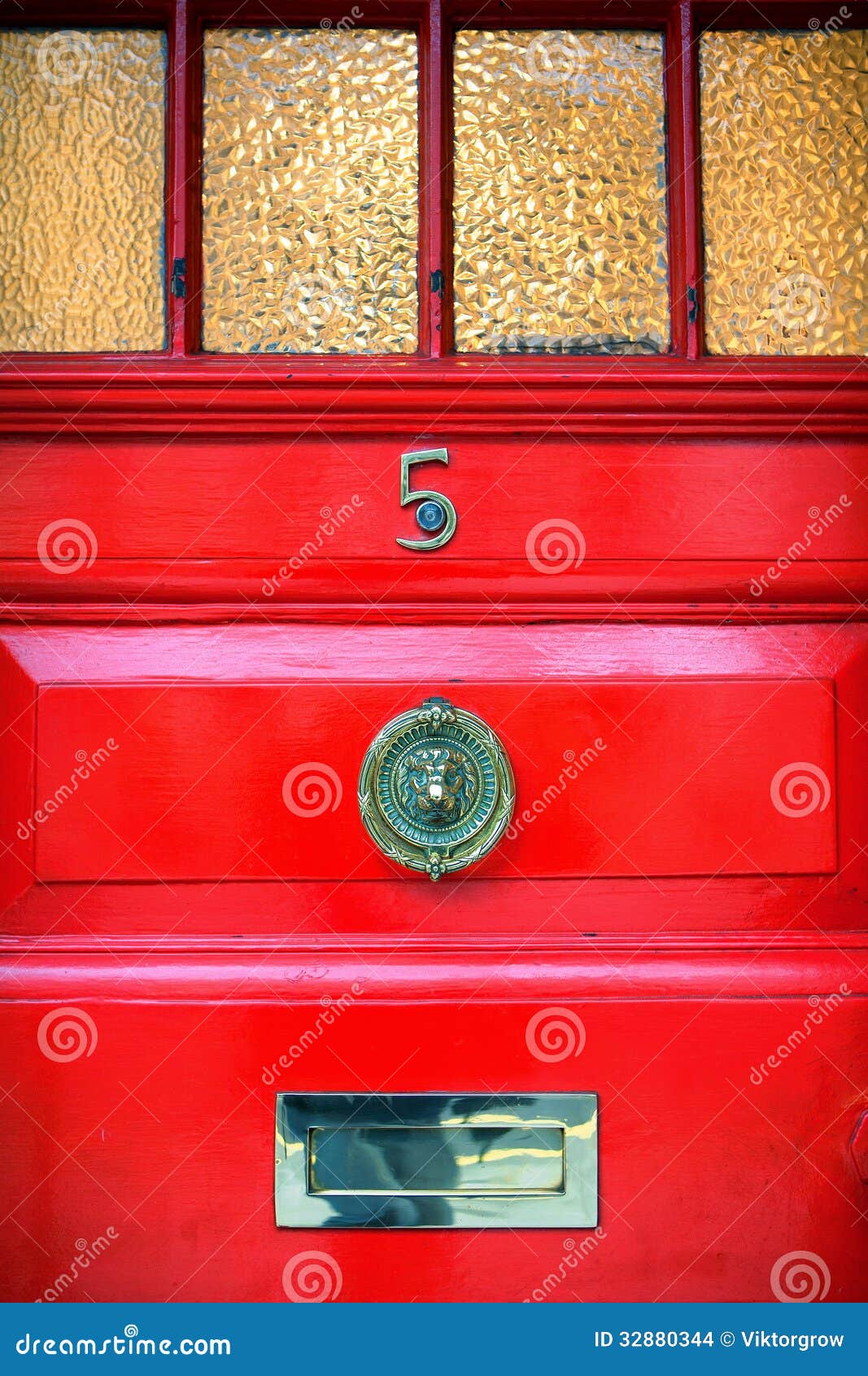 The Red Front Door in England Stock Photo - Image of wooden, classic ...