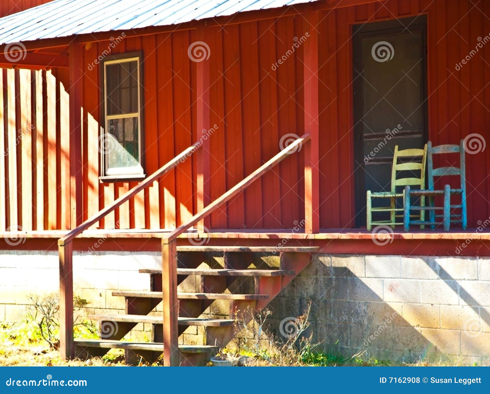 Red Front Porch stock photo. Image of door, heritage, rail - 7162908