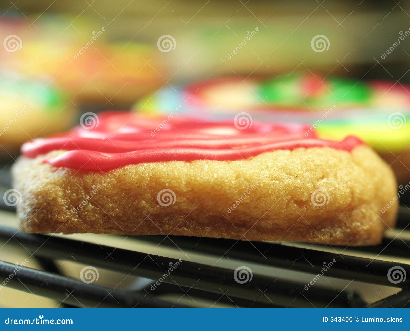 Red Frosted Cookie stock photo. Image of baking, shallow - 343400