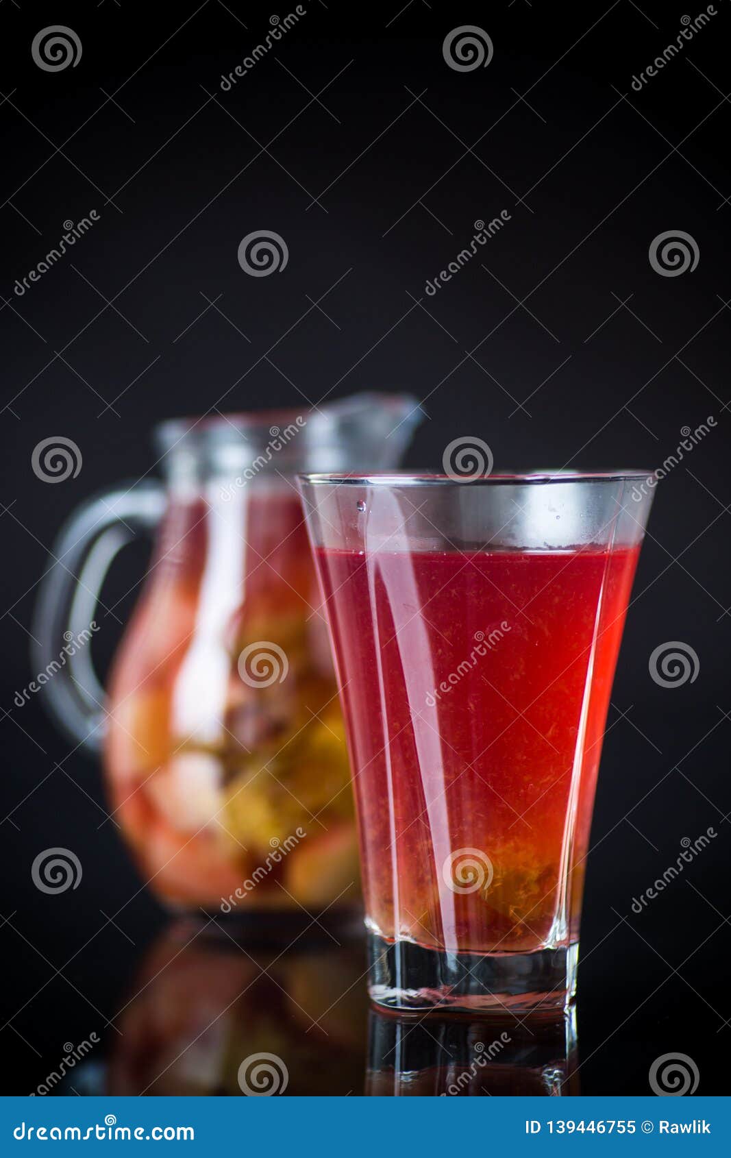 Red Fruit Compote in a Decanter with a Glass Stock Image - Image of ...