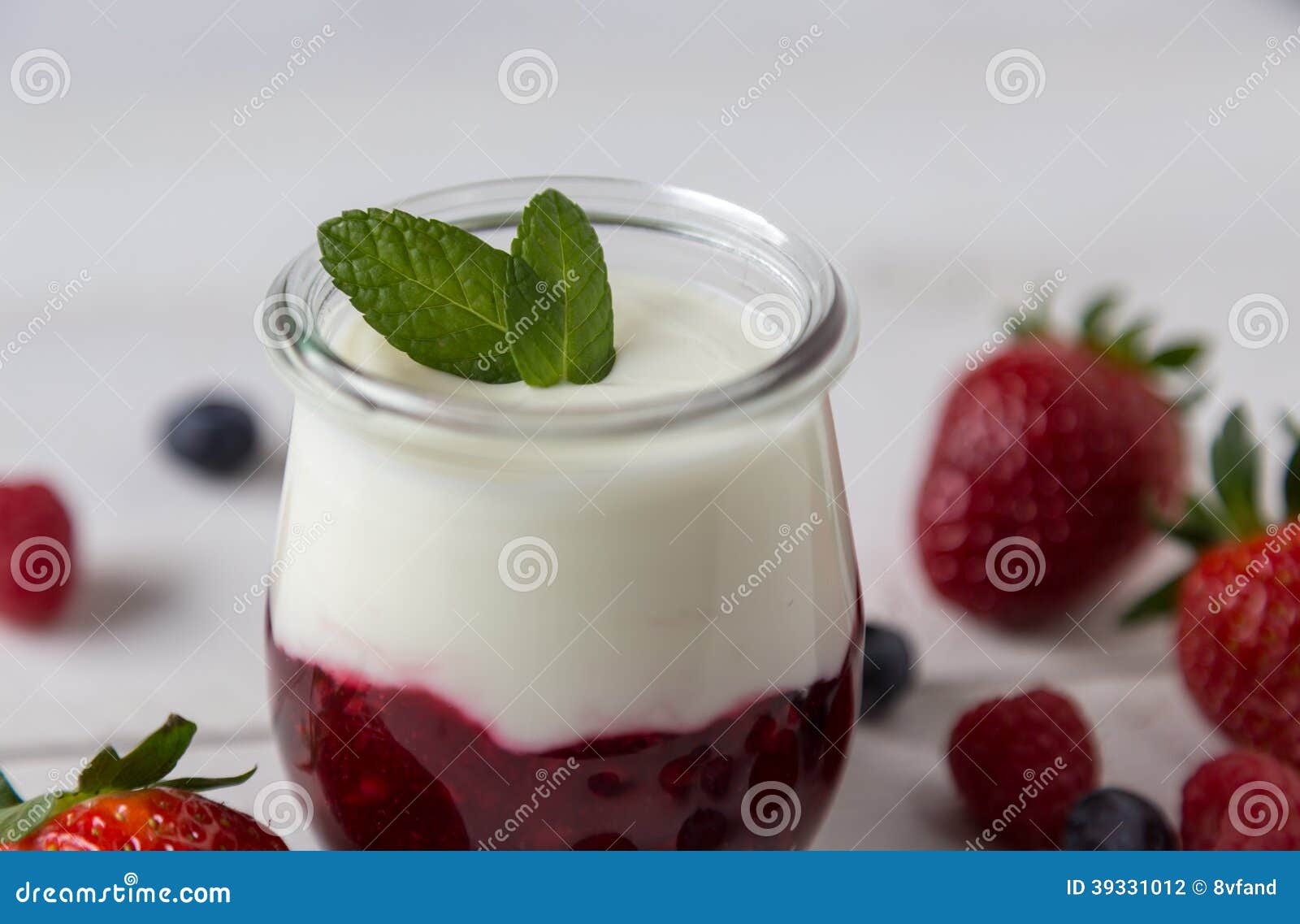 Red Fruit Compote with Mint Leaves and Fruit Stock Photo - Image of ...