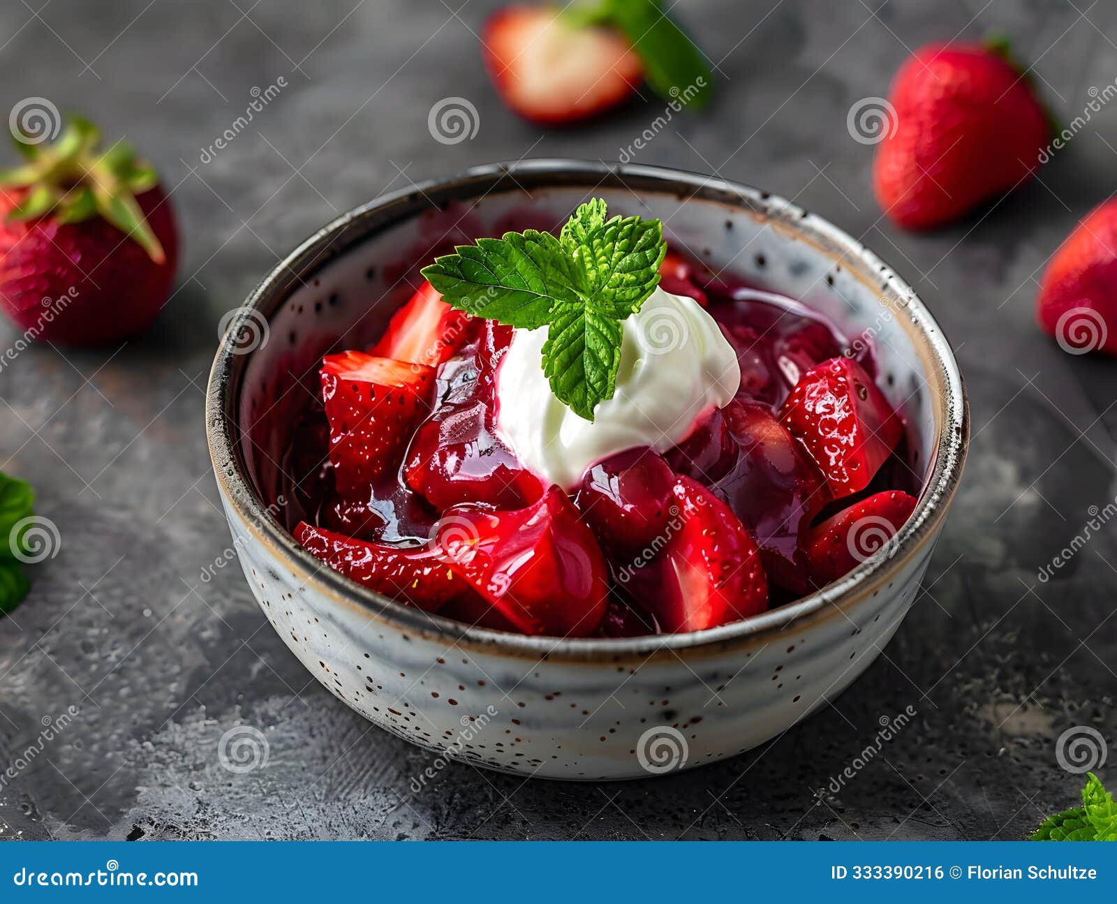 Red Fruit Compote with Vanilla Sauce Stock Illustration - Illustration ...