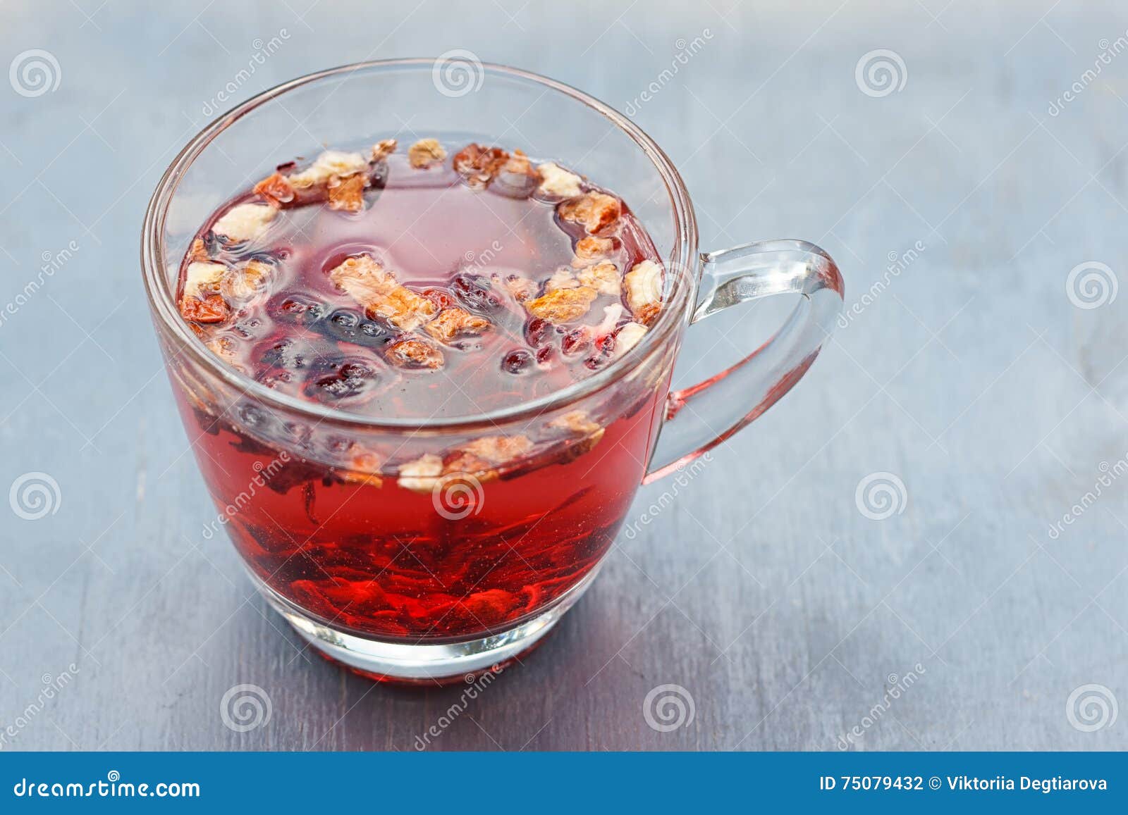 Red Fruit Tea in Transparent Glass Cup Stock Photo - Image of dogrose ...