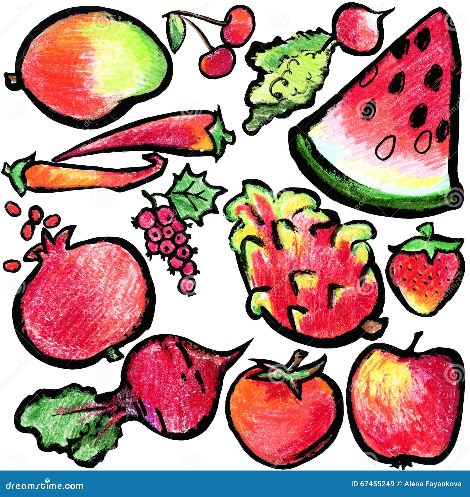 Red Fruits and Vegetables. Watercolor Hand Drawn Fruits and Vegetables ... Red Fruits and Vegetables. Watercolor Hand Drawn Fruits and Vegetables ...
