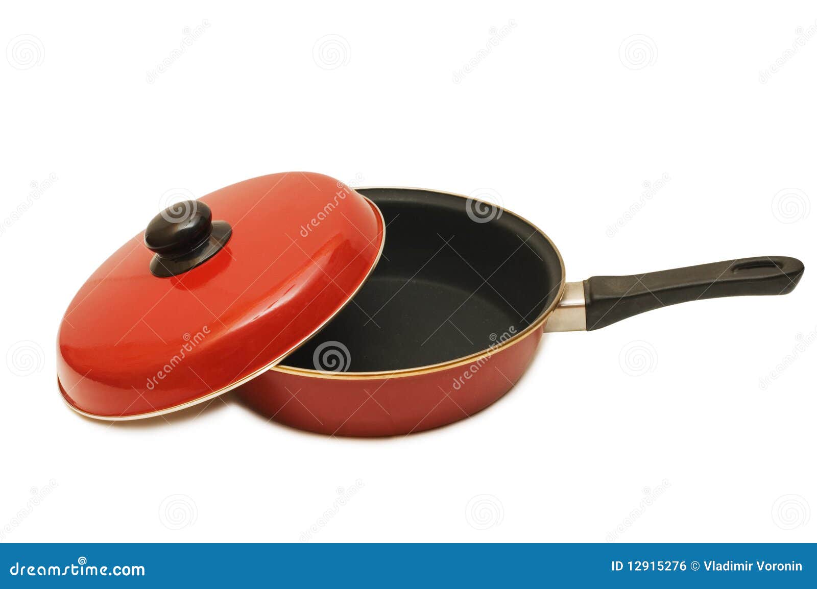 Red frying pan stock photo. Image of silhouette, food - 12915276