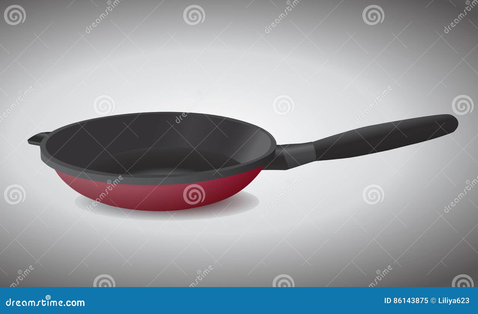 Red frying pan. stock vector. Illustration of black, fried - 86143875