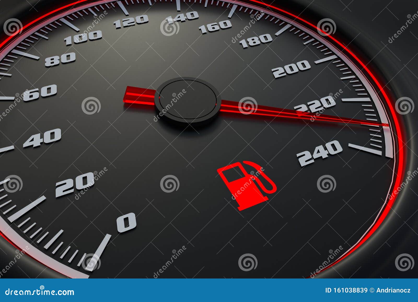 Red Fuel Level Light on Car Dashboard Stock Illustration - Illustration ...
