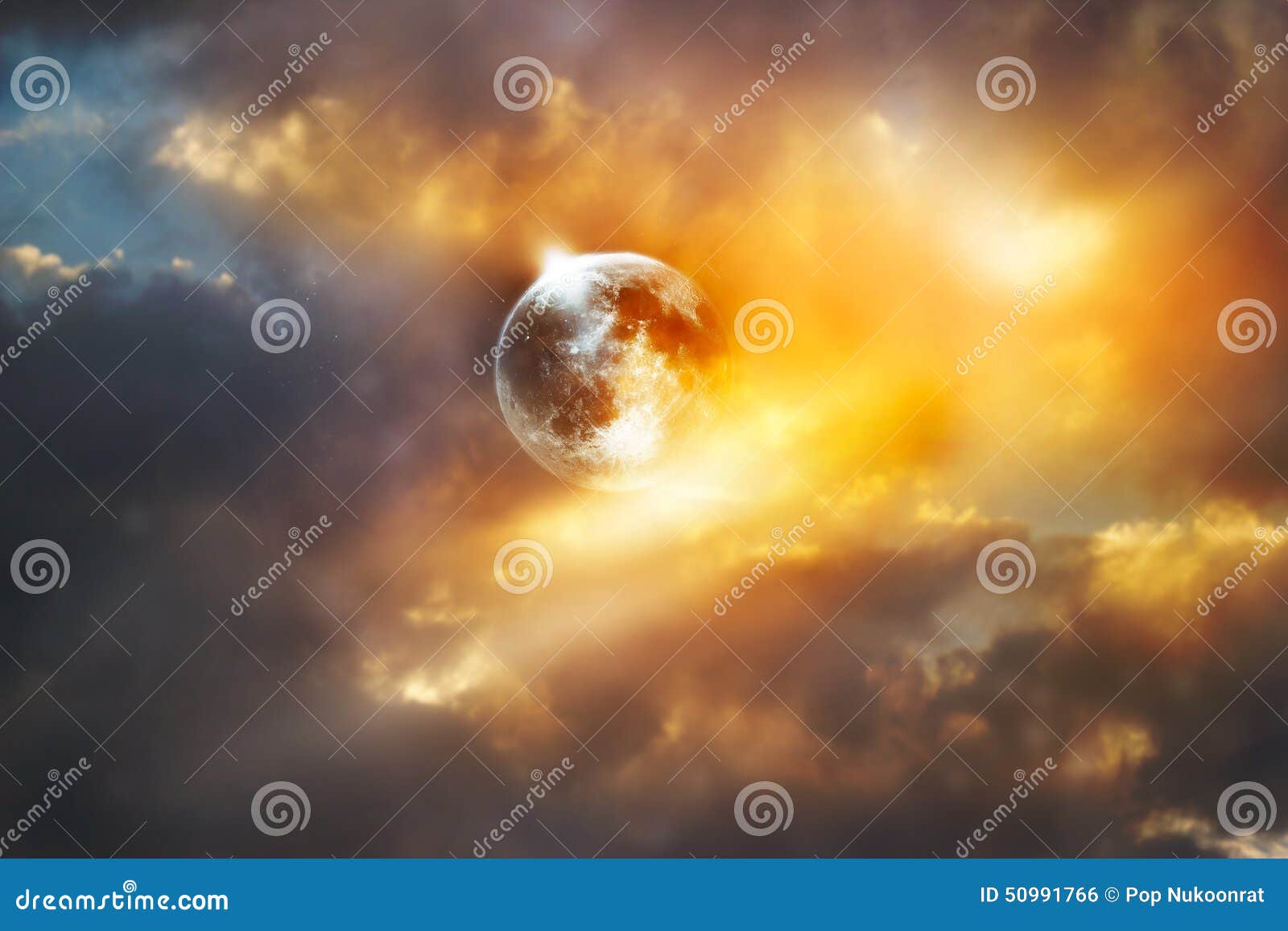 Red Full Moon on the Colorful Vibrant Sky Stock Photo - Image of cycle ...