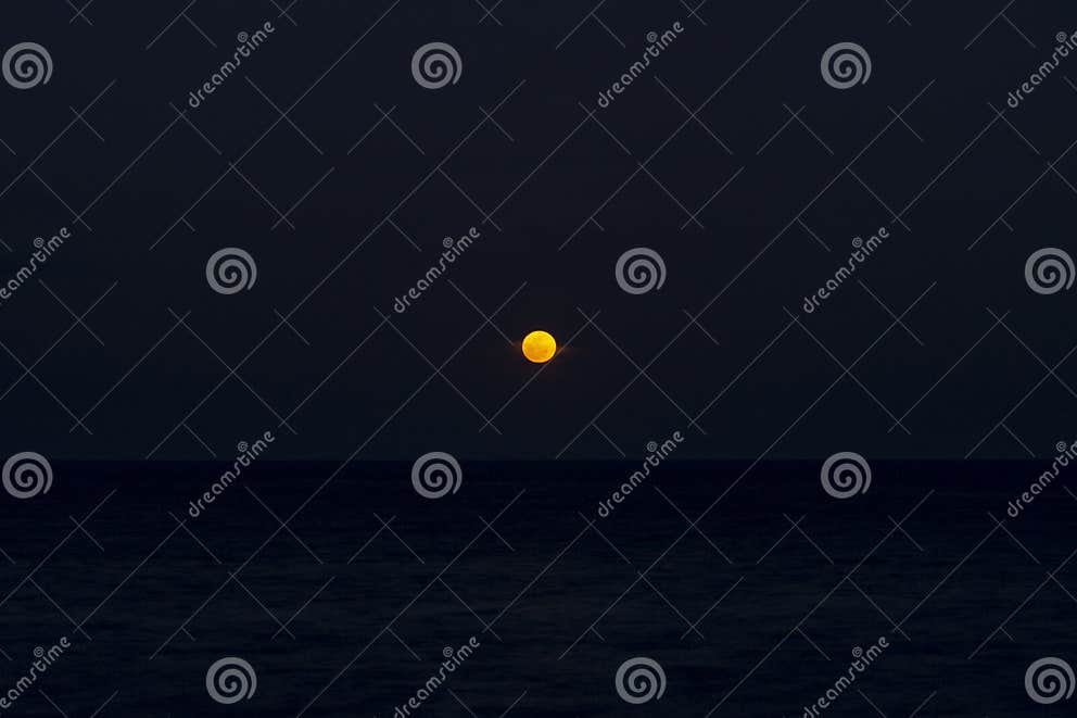 The Red Full Moon in the Twilight Hour Stock Image - Image of natural ...