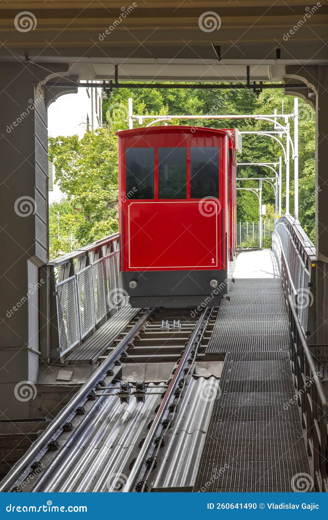 Red Funicular in Zurich, Swiss Stock Photo - Image of freight, travel ...