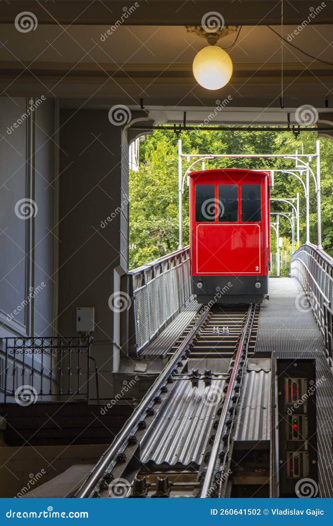 Red Funicular in Zurich, Swiss Stock Photo - Image of autumn, landscape ...