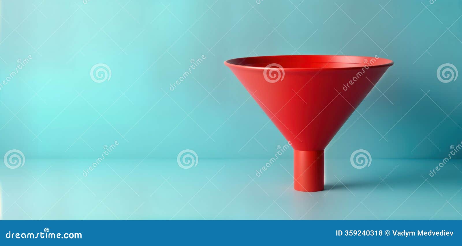 Red Funnel on Light Blue Background. Simple Design. Modern Graphic ...