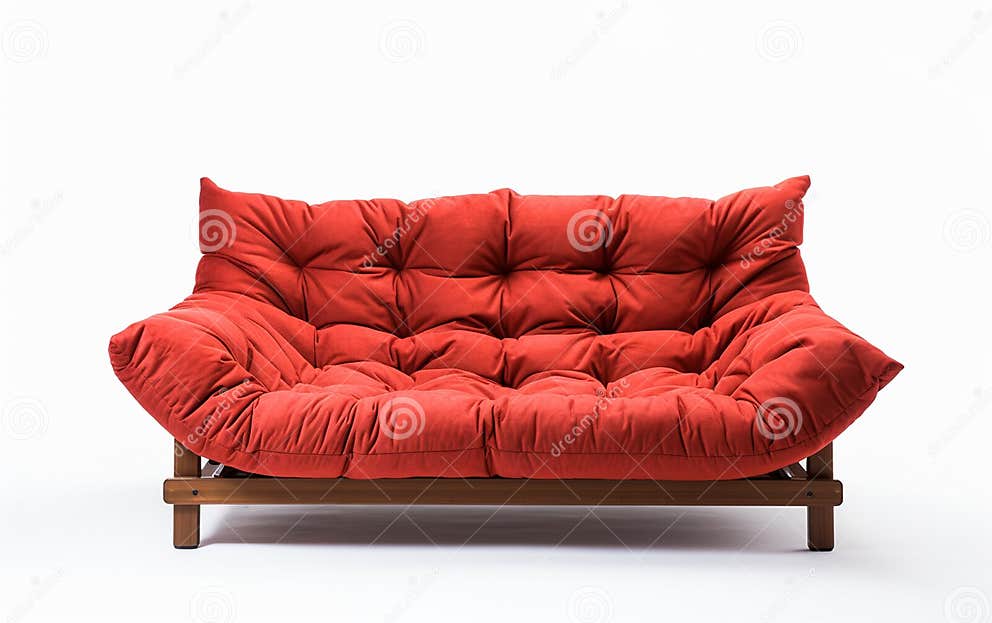 Red Futon on a Clean White Background -Generative Ai Stock Illustration ...