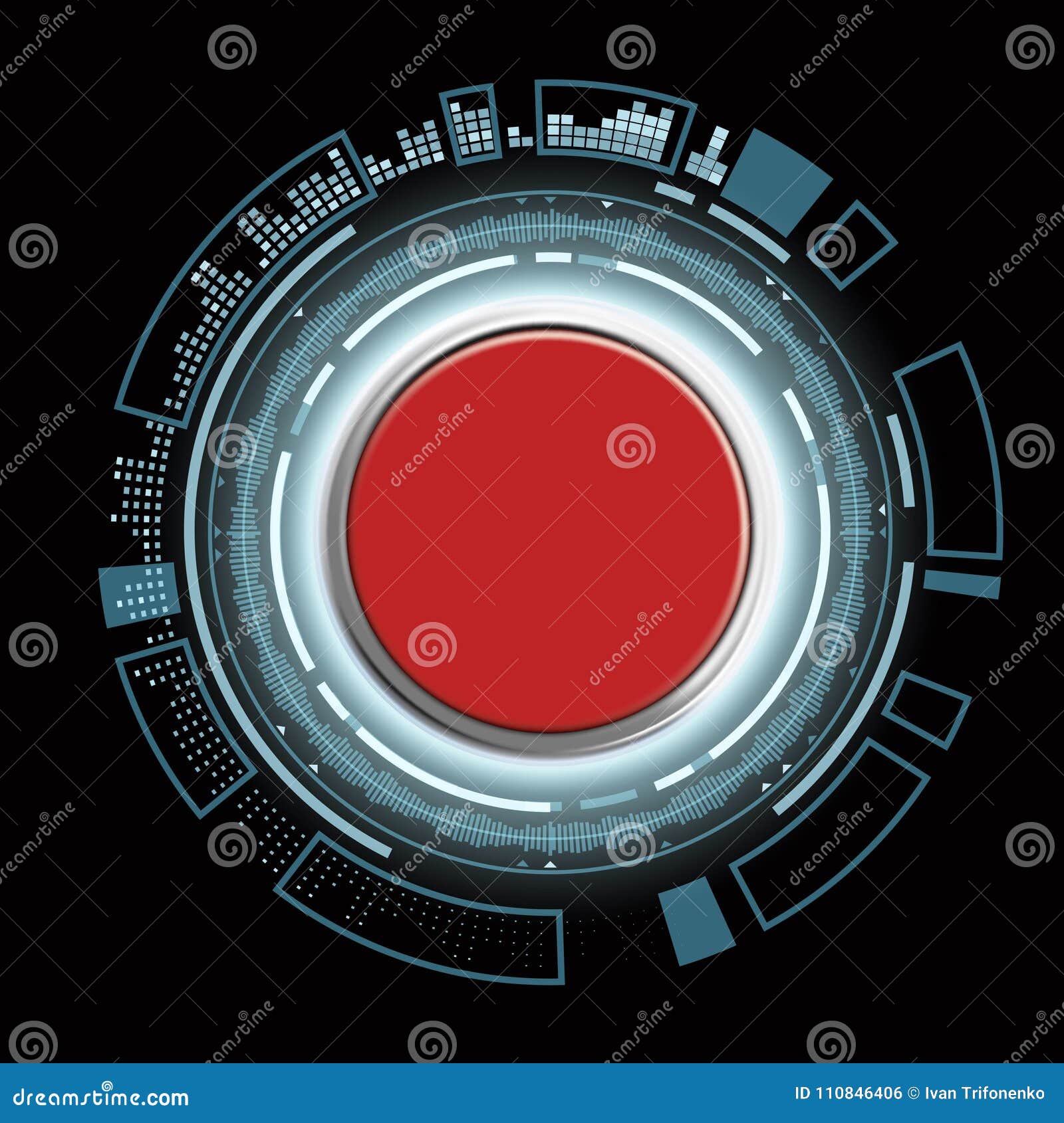 Futuristic Switch Button With Frame. Technology Background Cartoon ...