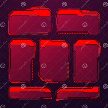 Red Futuristic HUD or UI Elements. Sci-fi User Interface Text Boxes ...