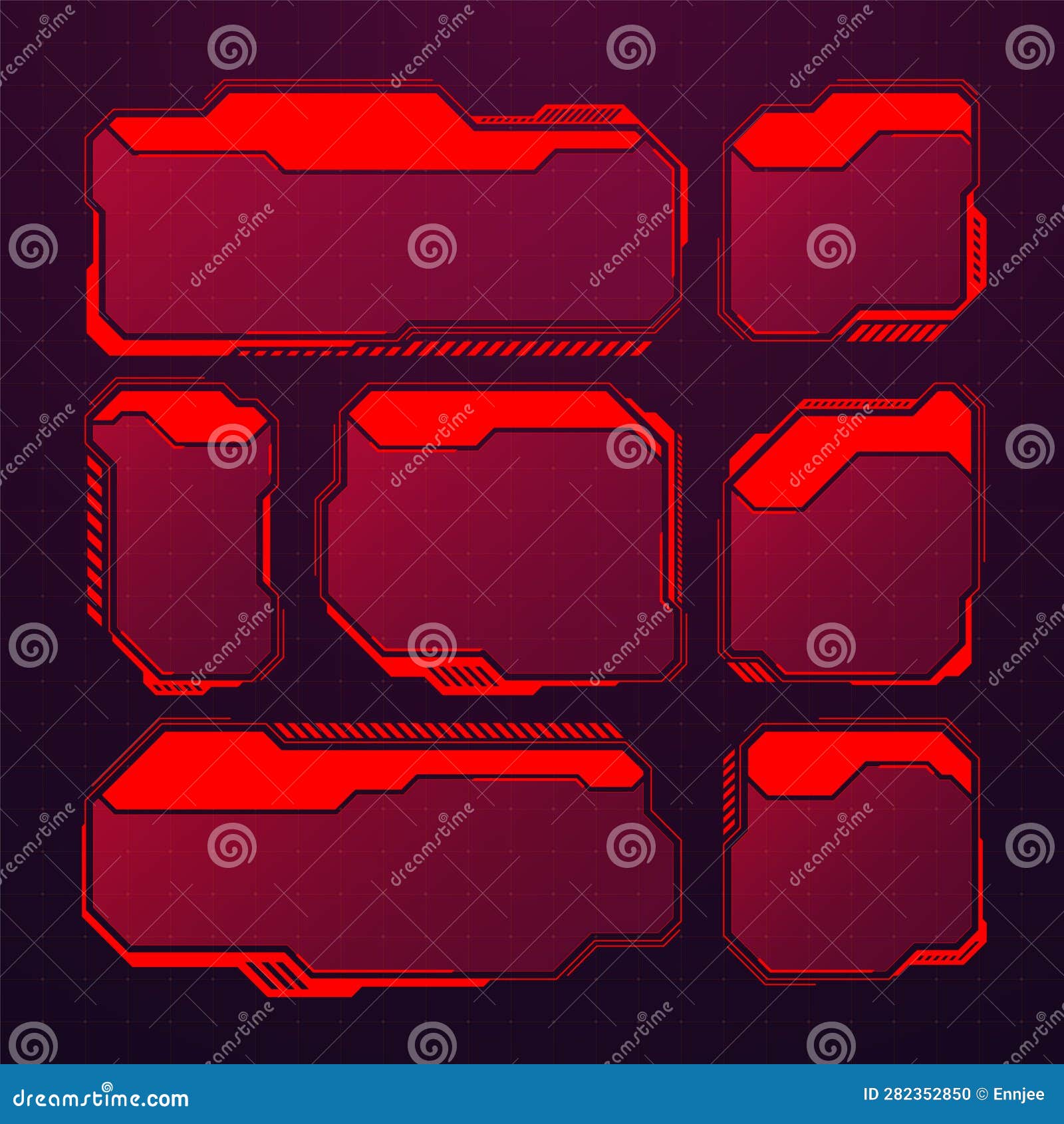 Red Futuristic HUD or UI Elements. Sci-fi User Interface Text Boxes ...