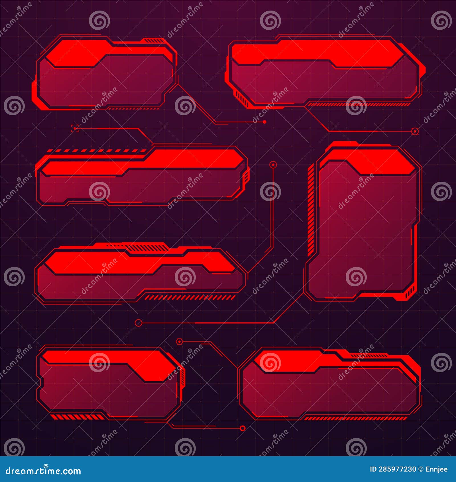 Red Futuristic HUD or UI Elements. Sci-fi User Interface Text Boxes, Callouts Stock Vector ...