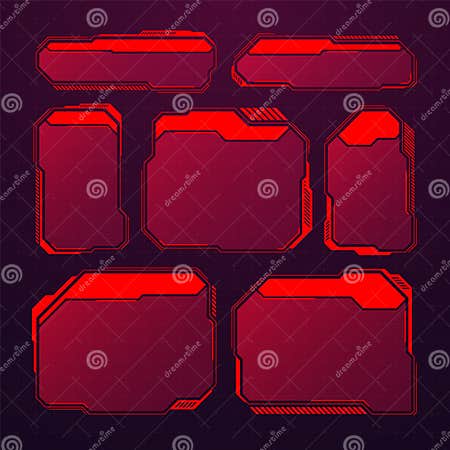 Red Futuristic HUD or UI Elements. Sci-fi User Interface Text Boxes, Callouts Stock Vector ...