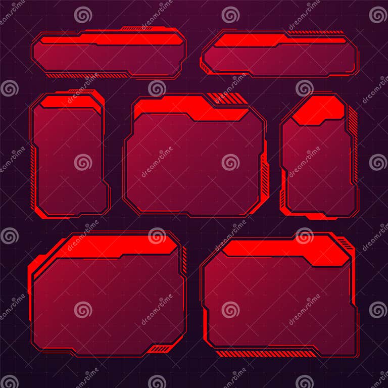 Red Futuristic HUD or UI Elements. Sci-fi User Interface Text Boxes, Callouts Stock Vector ...