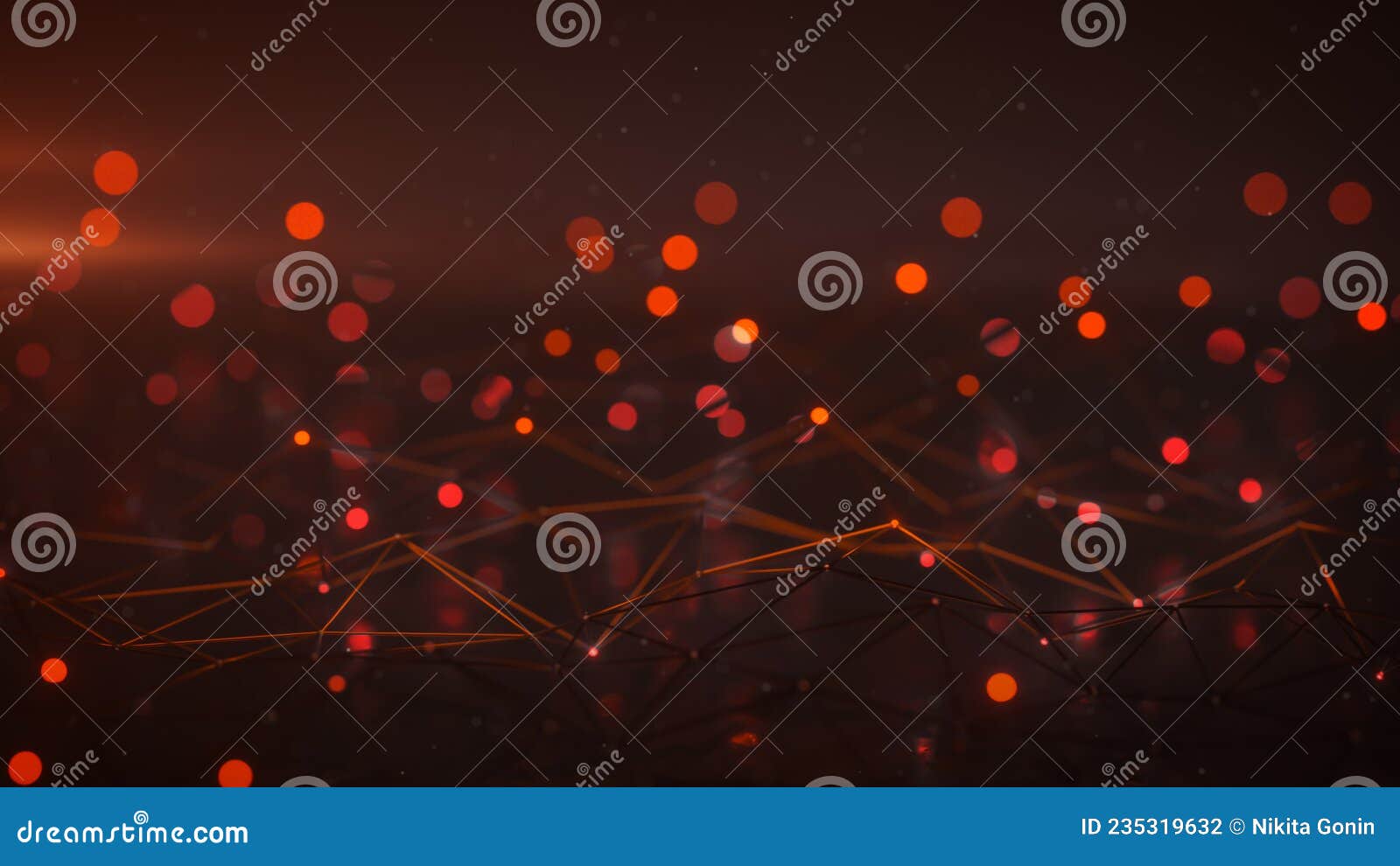 Red Futuristic Shape of Network 3D Render Illustration Stock ...