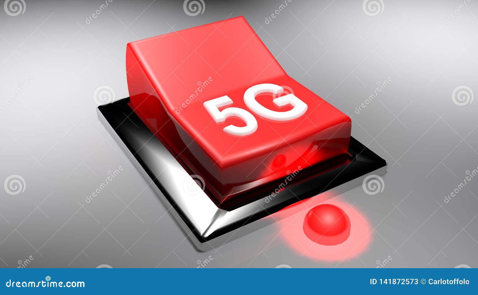 Red 5G Switch in on Position - 3D Rendering Illustration Stock ...