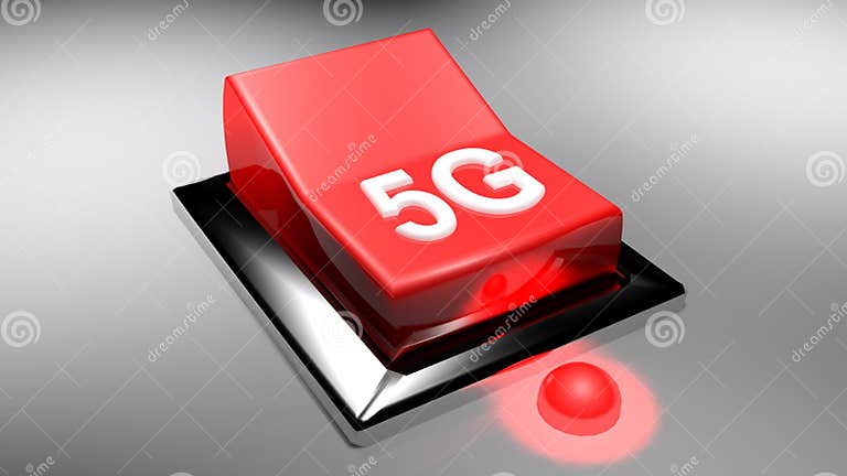 Red 5G Switch in on Position - 3D Rendering Illustration Stock ...
