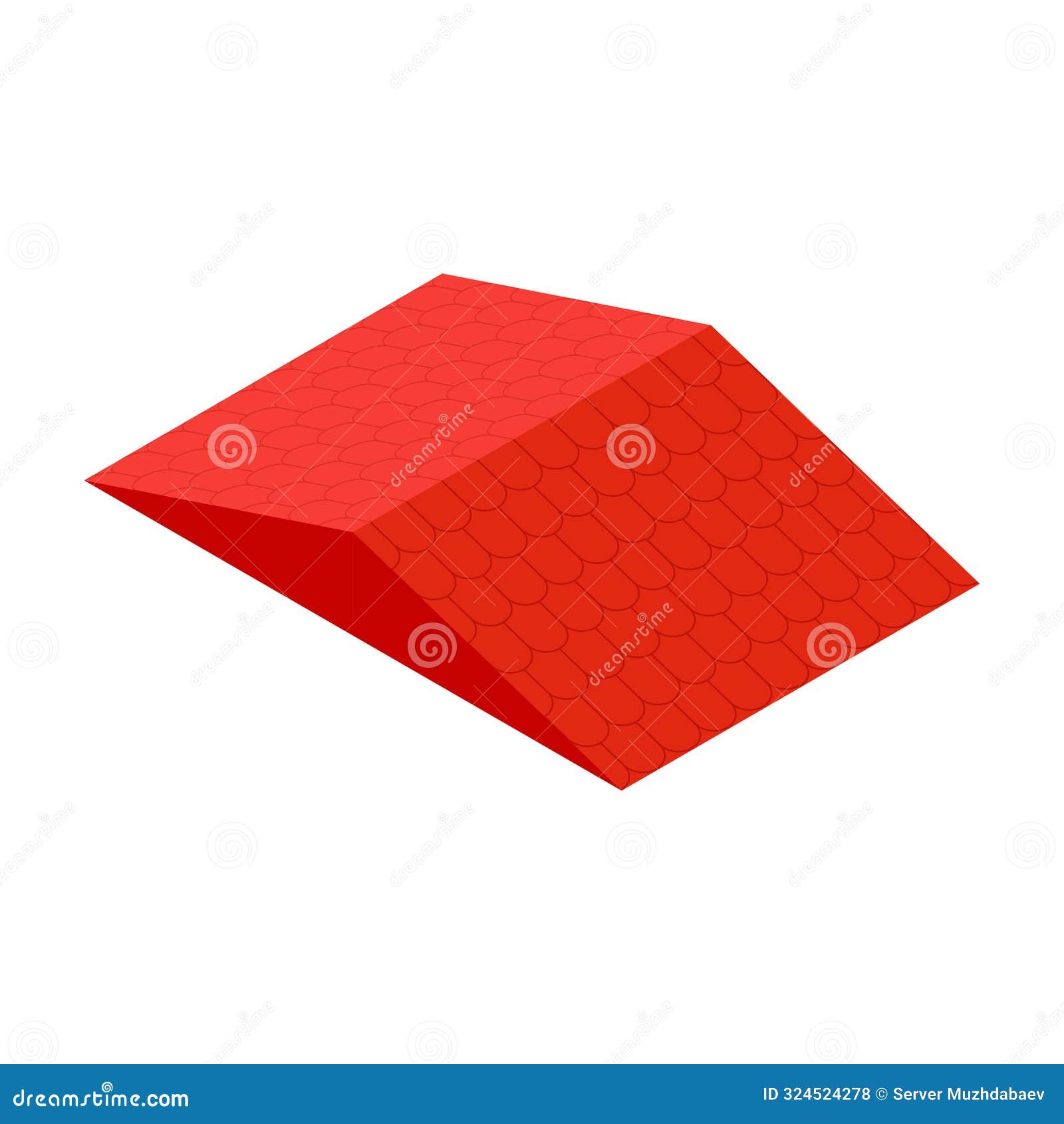 Red Gable Roof in Isometry. Vector Stock Illustration - Illustration of ...